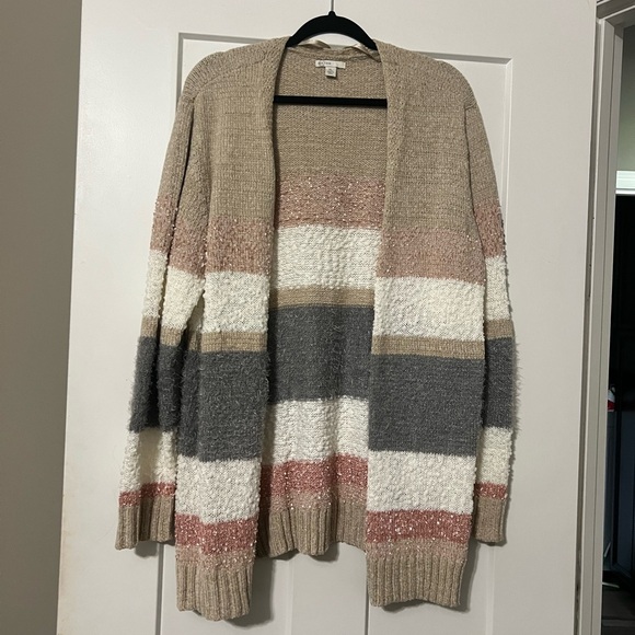 Cato | Sweaters | Cato Tan And Gray Cardigan Sweater With Colorblock ...